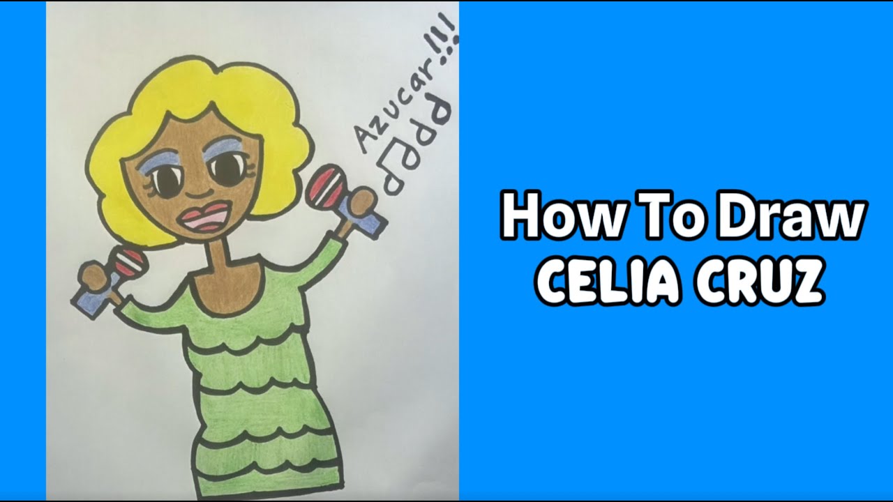 How to Draw Celia Cruz (Women's History Month) - YouTube