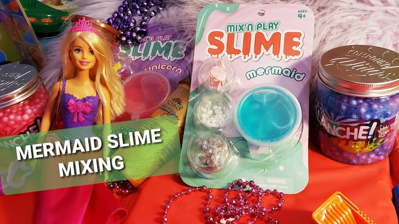 BARBIE MERMAID SLIME PARTY- mix and play with Barbie Doll , Beads ...
