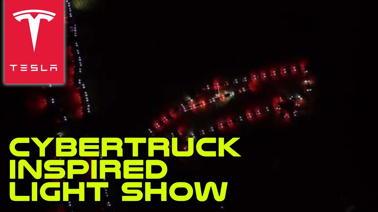 Tesla Owners Stage Impressive Cybertruck Inspired Light Show - YouTube