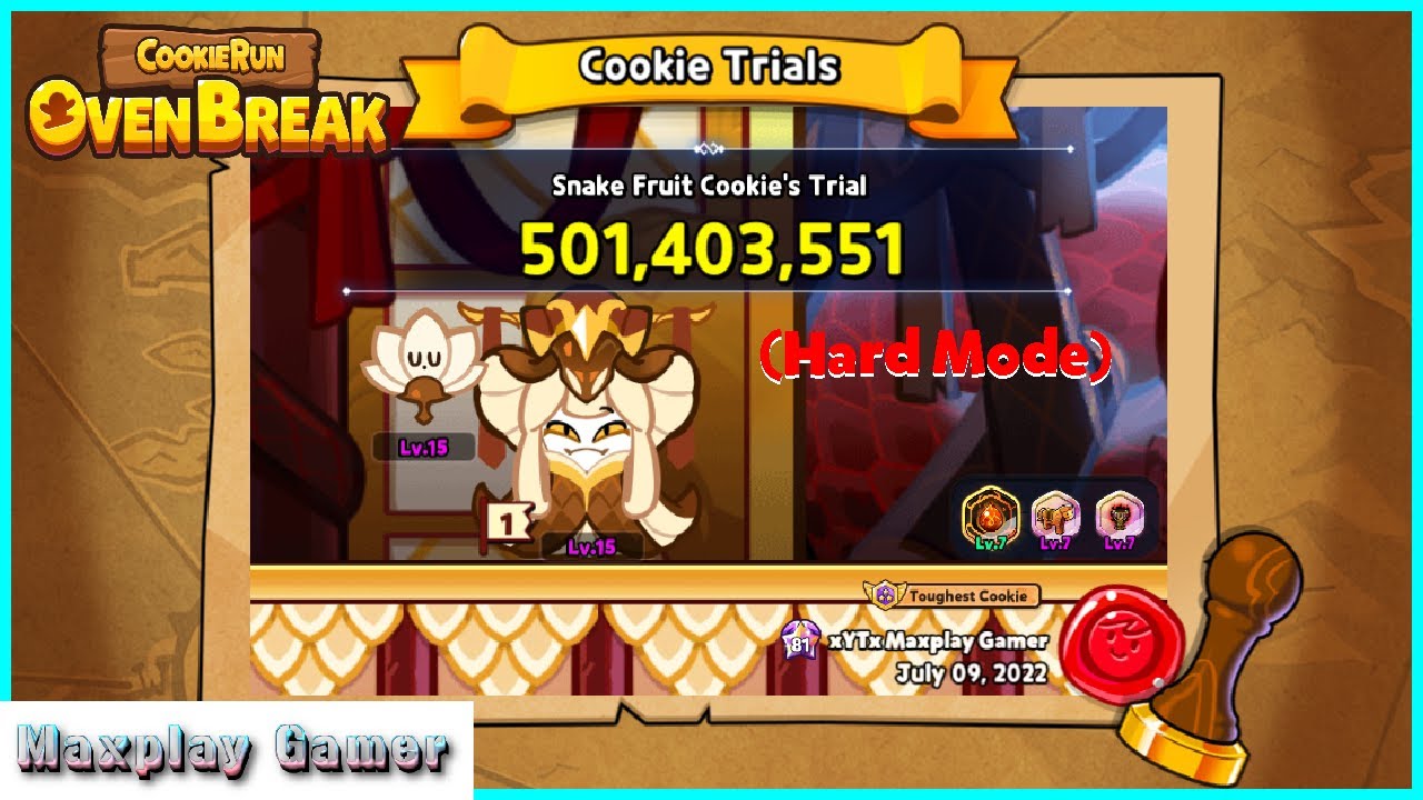 [Cookie Trials] Snake Fruit Cookie 501.4M (Hard Mode) l Cookie run ...