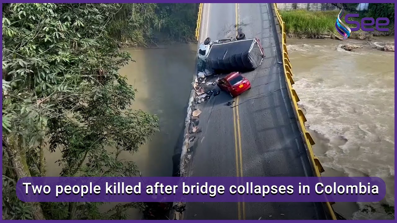 Two people killed after bridge collapses in Colombia - YouTube