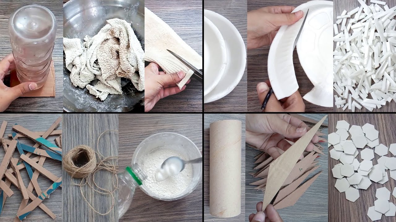 Cardboard Box Craft Idea | Cardboard Vase | Bottle Art | Plastic Bottle ...