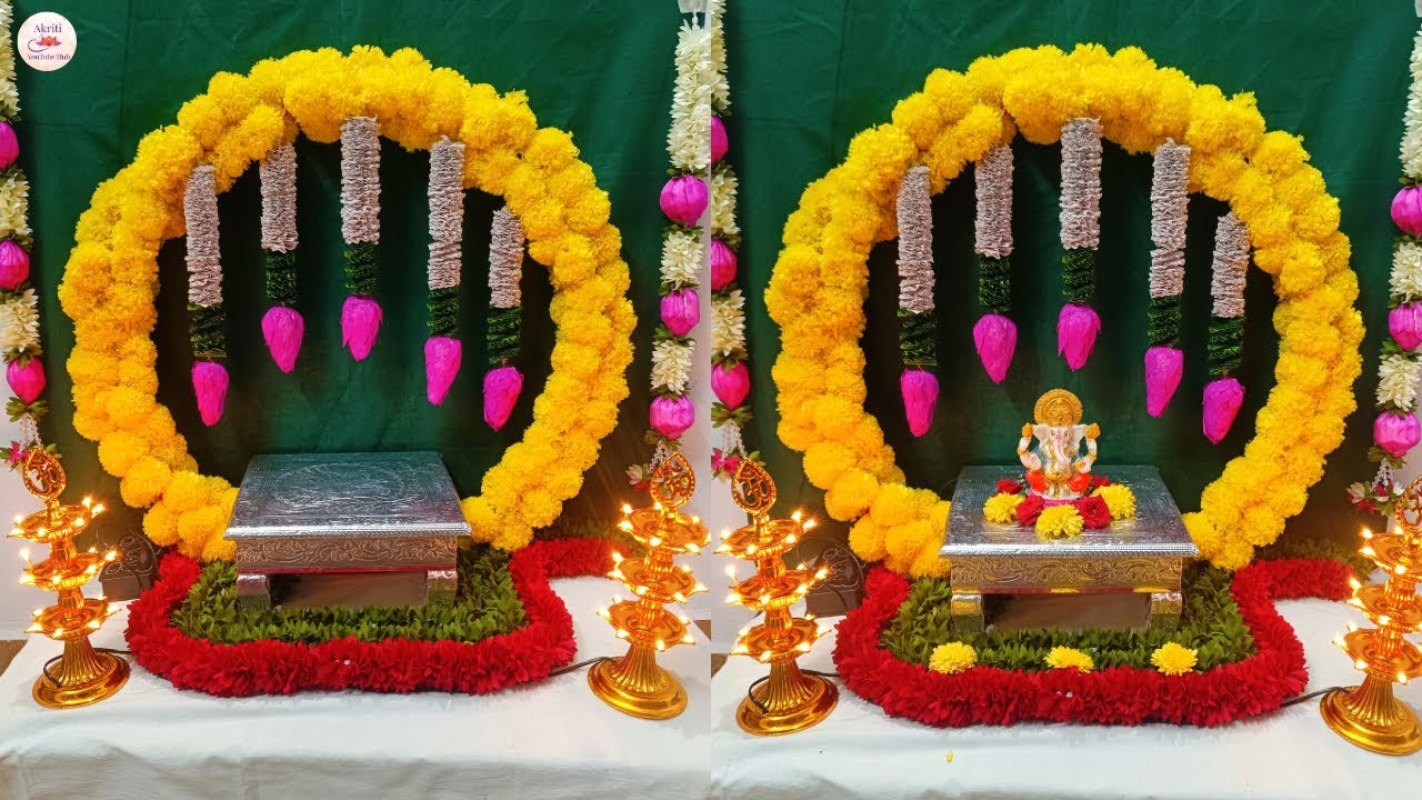 Ganpati Decoration Idea at Home|Ganesh Mandap Decoration|DIY|Ganpati ...