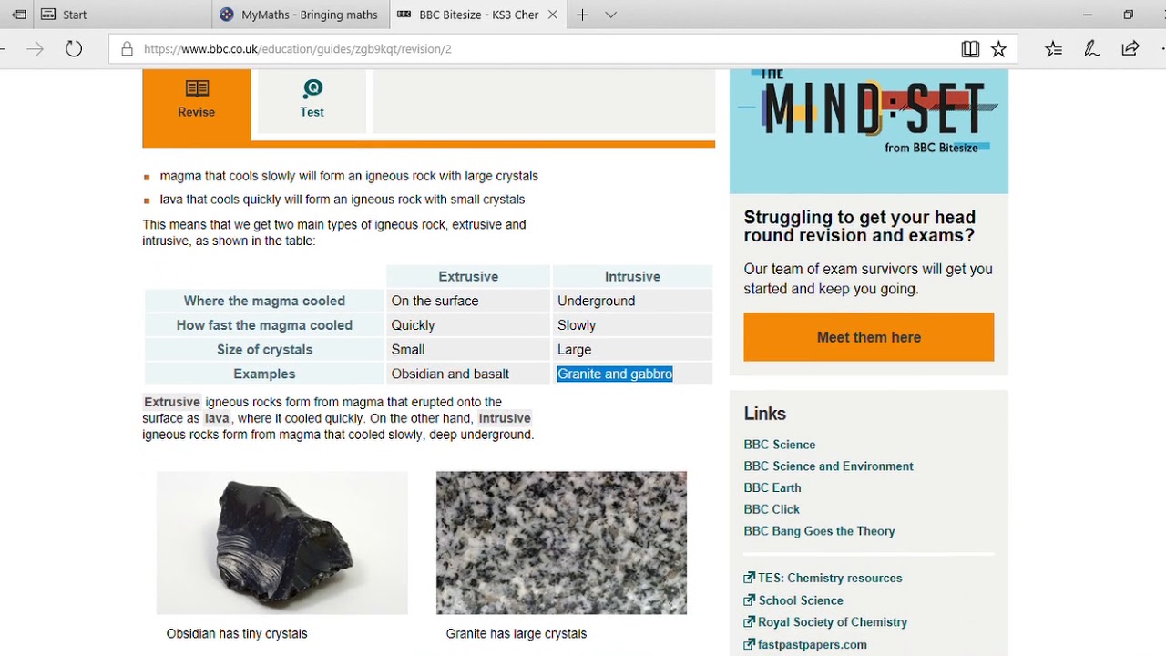 GCSE- Type of Rocks/Igneous rocks/gcse revision - YouTube