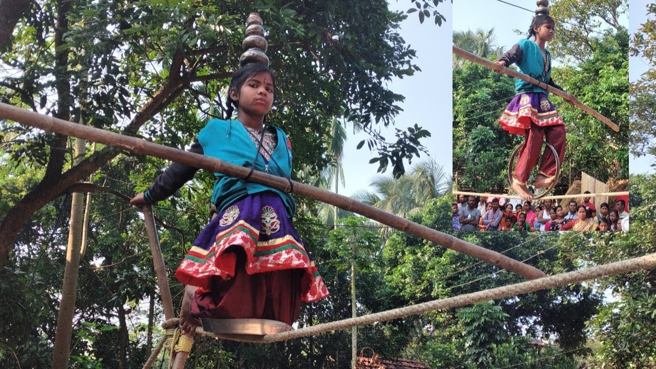 #circus Indian village circus, dangerous rope game play - YouTube