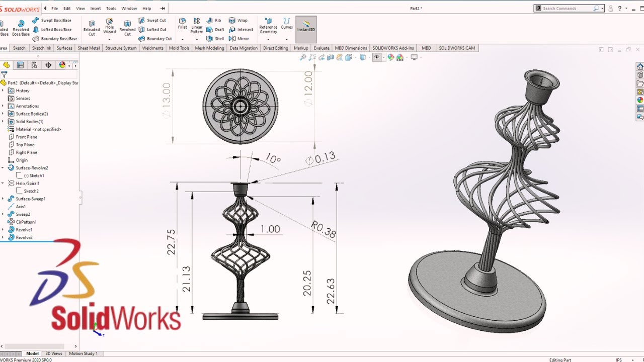 Solidworks Advanced Techniques: Surfaces vs Solid Modeling-Candle ...