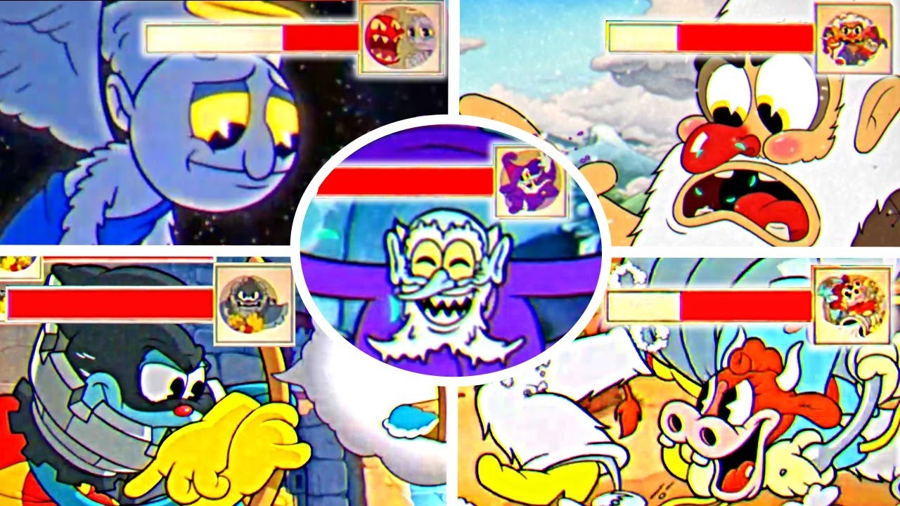 Cuphead DLC - All Bosses With Healthbars (Including Secret Bosses ...