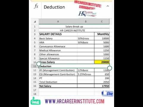 Calculation of CTC Breakup & Salary Breakup in Excelsheet. #CTCbreakup #shorts # ...