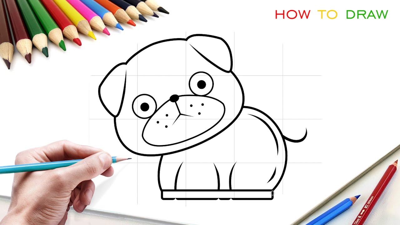 How to draw a cute cartoon bulldog, simple, easy and cool - YouTube
