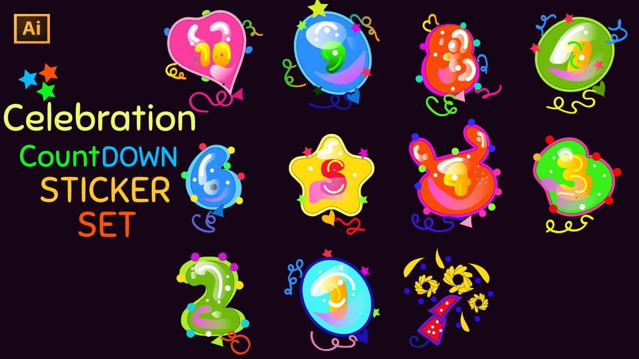 How to create Celebration CountDown Sticker Set - YouTube