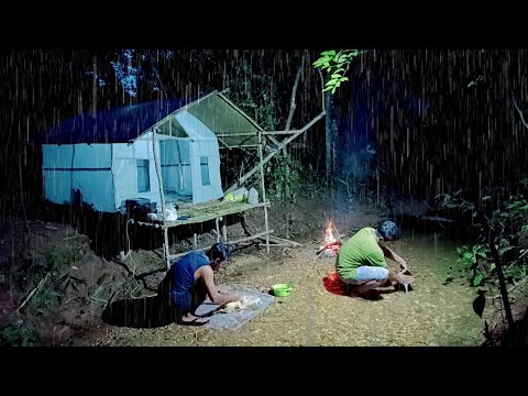 Camping di hutan-menginap di hutan- tidur nyenyak di sa'at hujan deras-Asmr