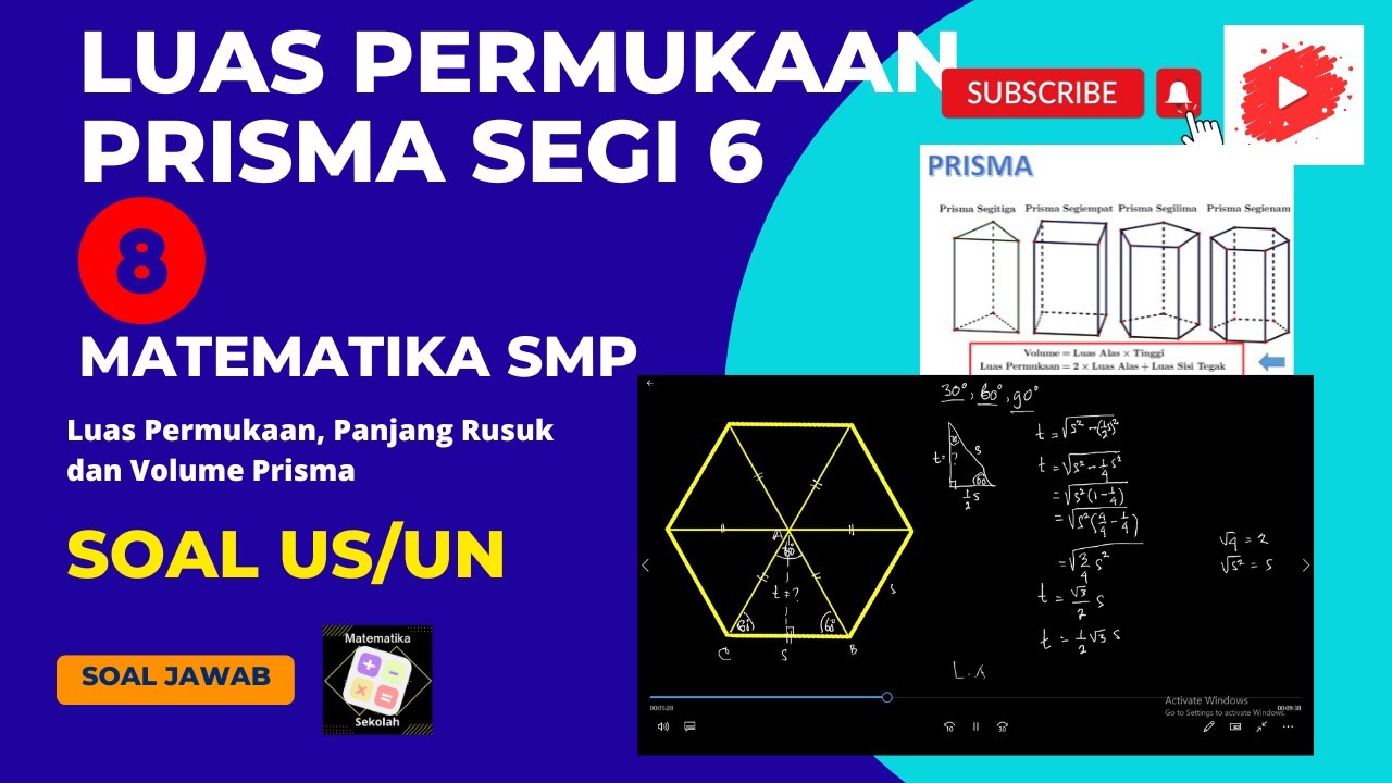 LUAS ALAS PRISMA SEGI 6!!! ini Cara Mencari Luas Permukaan - YouTube