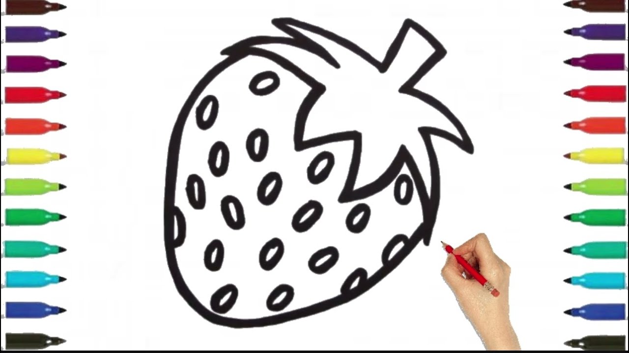 Strawberry Drawing easy, Coloring and Painting for Kids and Toddlers ...