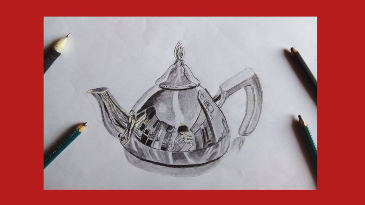 hyper realistic teapot drawing - YouTube