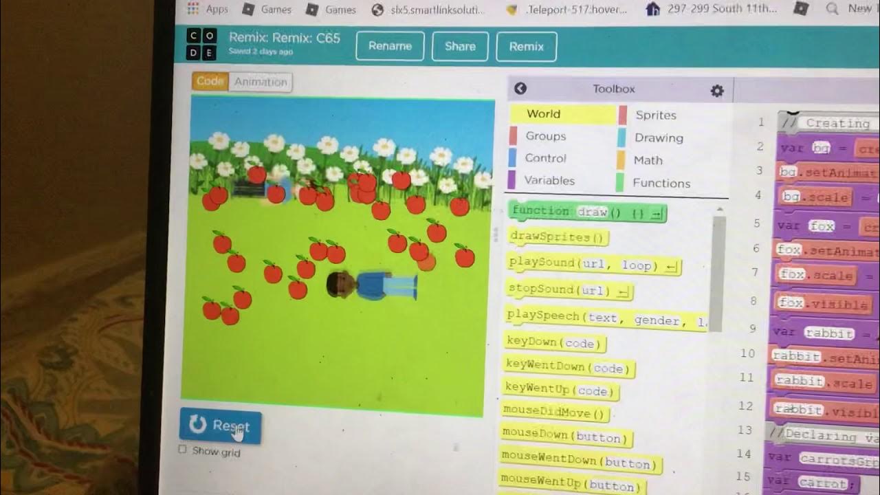 My catching apple game code.org - YouTube