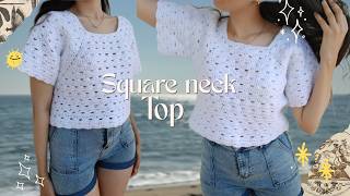 Crochet Square Neck Crop Top Tutorial: Easy & Chic 🤍🦢