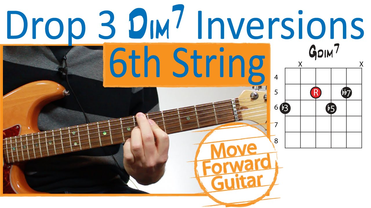 Guitar Chord Inversions - Drop 3 Dim7 - 6th String - YouTube