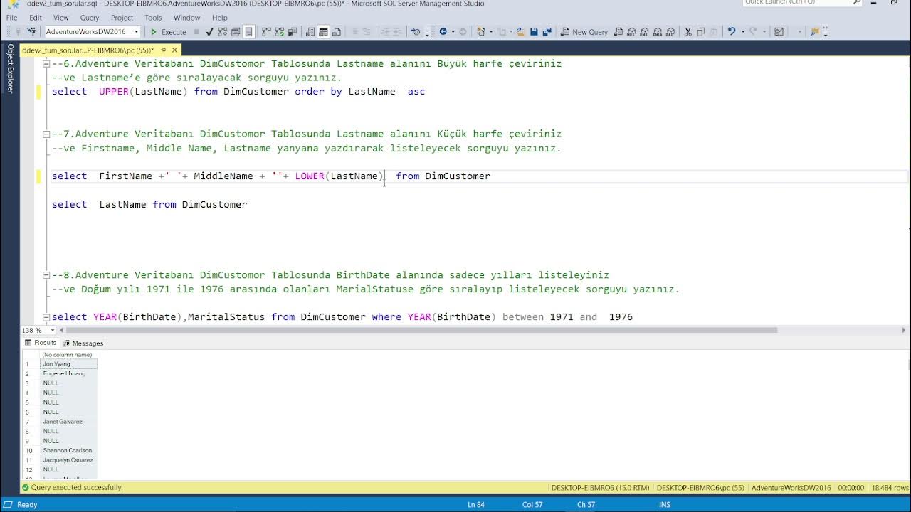 SQL SERVER 9 SORU VE ÇÖZÜMÜ (Veri tabanı 2. ödev) - YouTube
