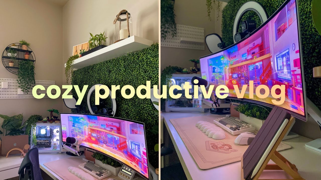 Cozy Productive Vlog | new desk accessories + pegboard install - YouTube