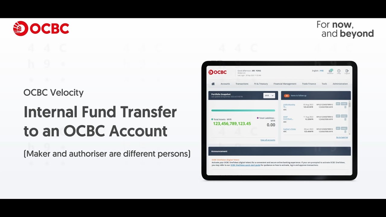 OCBC Velocity: How to create an Internal Fund Transfer (Maker and ...