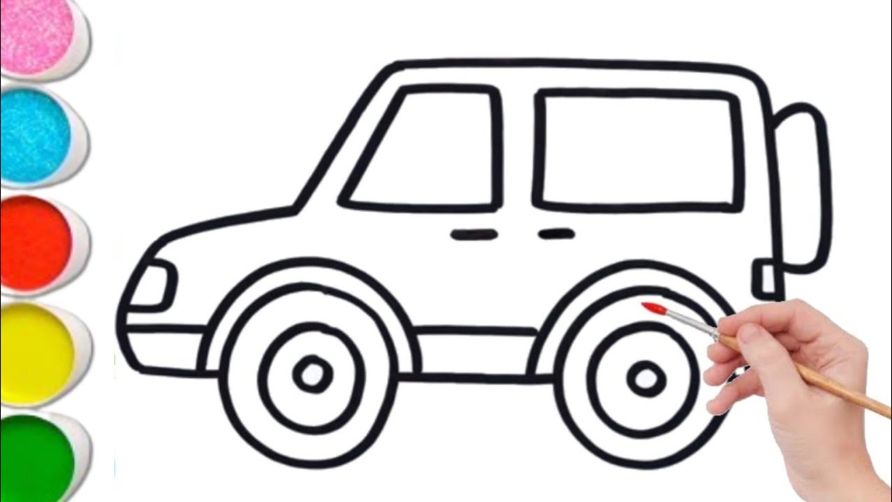 Drawing and Coloring Thar Car For Kids And Toddlers| How to Draw a Car ...