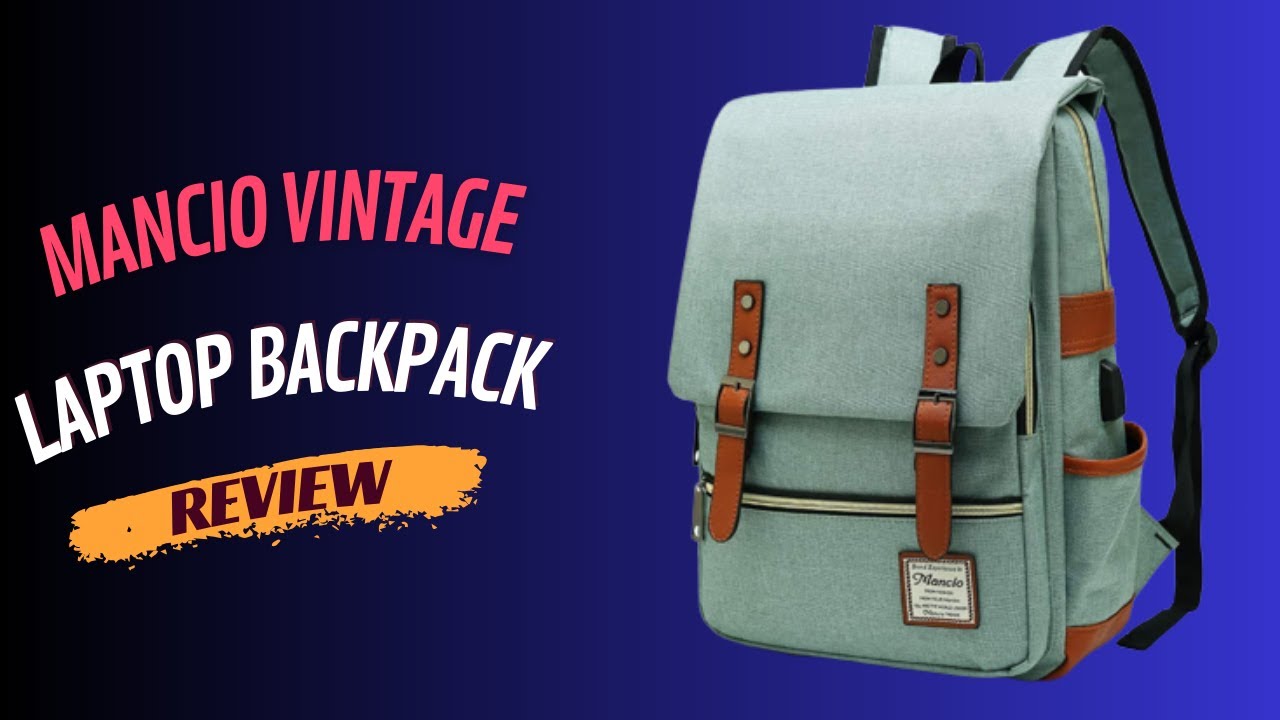 Mancio Vintage Laptop Backpack with USB Charging Port, Tear Resistant ...