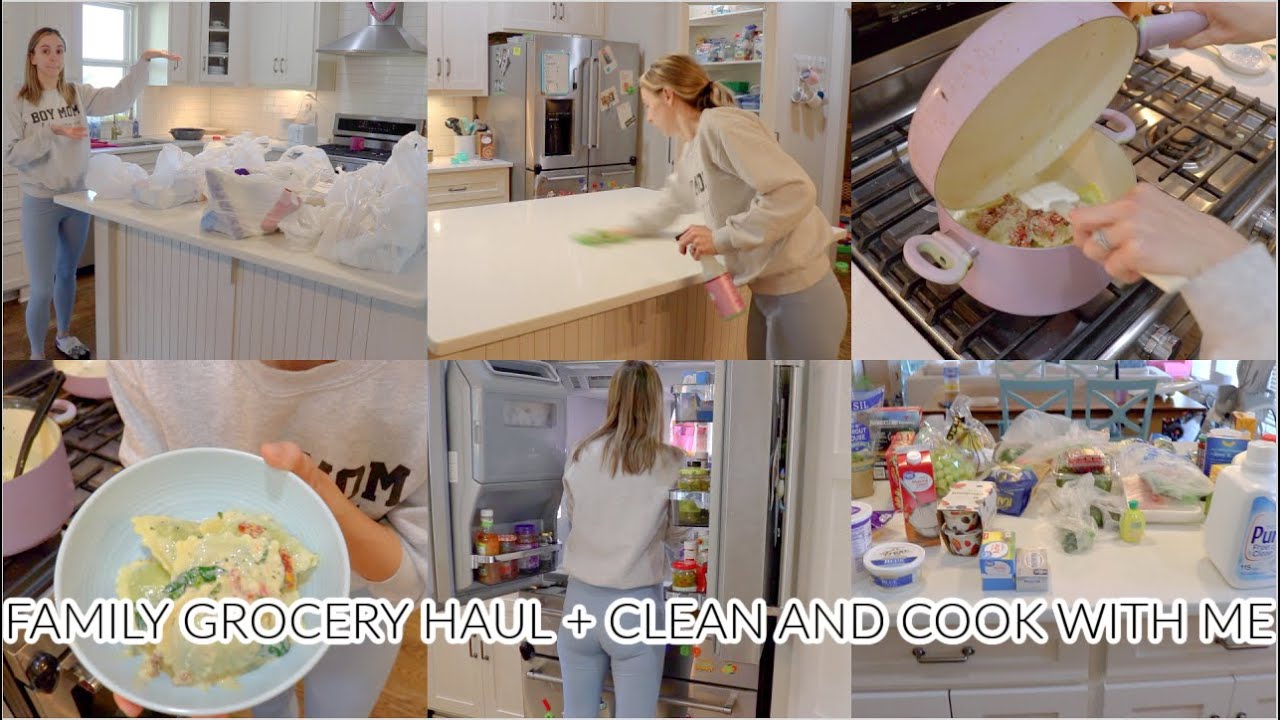 FAMILY GROCERY HAUL, FRIDGE PANTRY RESTOCK, CLEAN AND COOK WITH ME ...