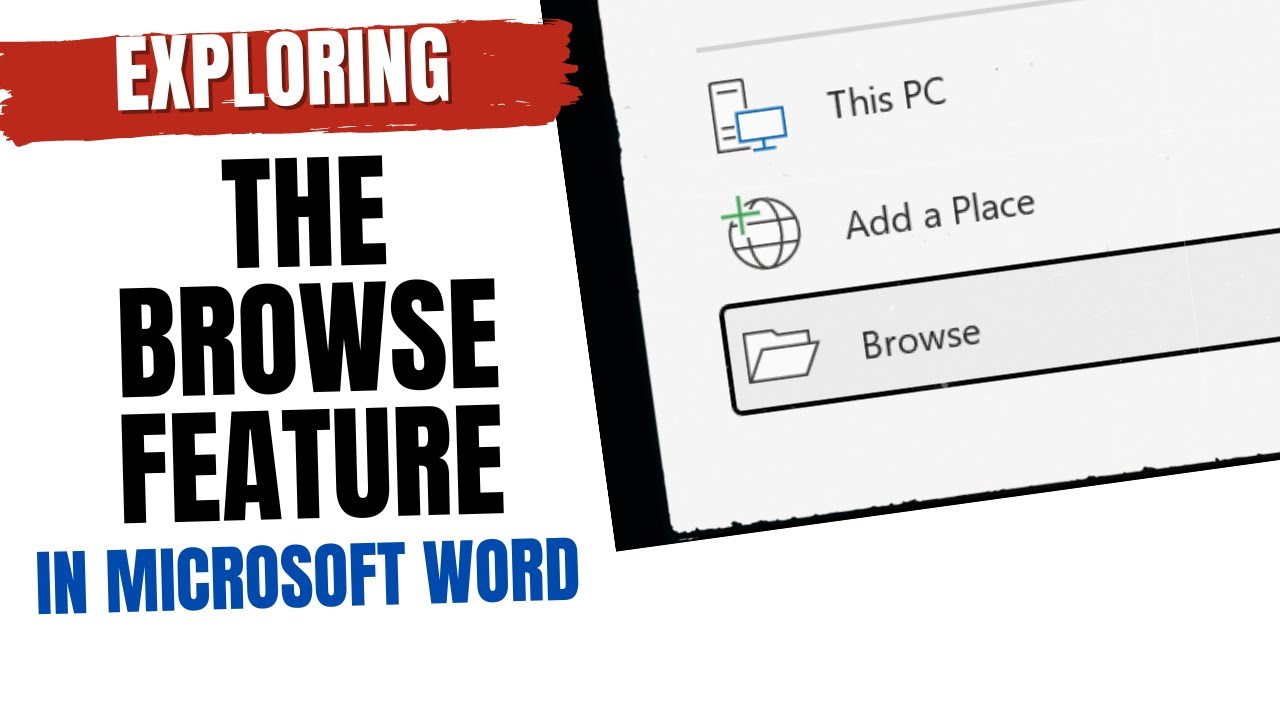 Exploring the BROWSE FOLDER under the FILE TAB in Microsoft Word 365 ...