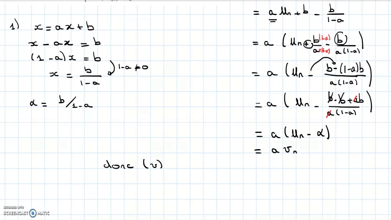 TD7 Suites numériques Exercice 1 / Suites arithmético-géométriques ...