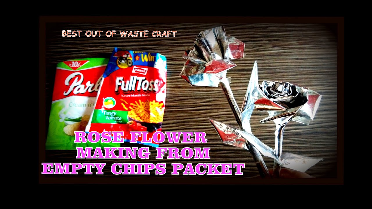 ROSE FLOWER MAKING FROM CHIPS PACKET.....BEST OUT OF WASTE CRAFT - YouTube