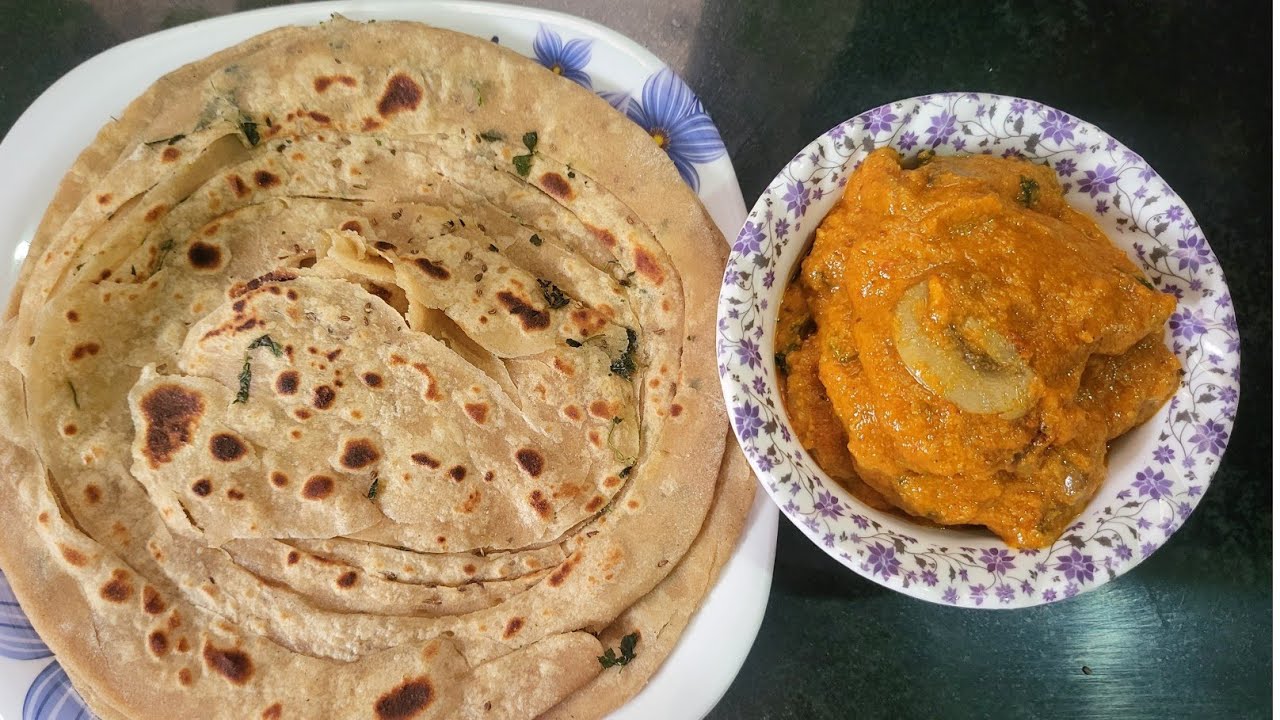 Tasty Tasty mushroom 🍄 curry 🍛 with wheat flour lachha paratha#easy ...