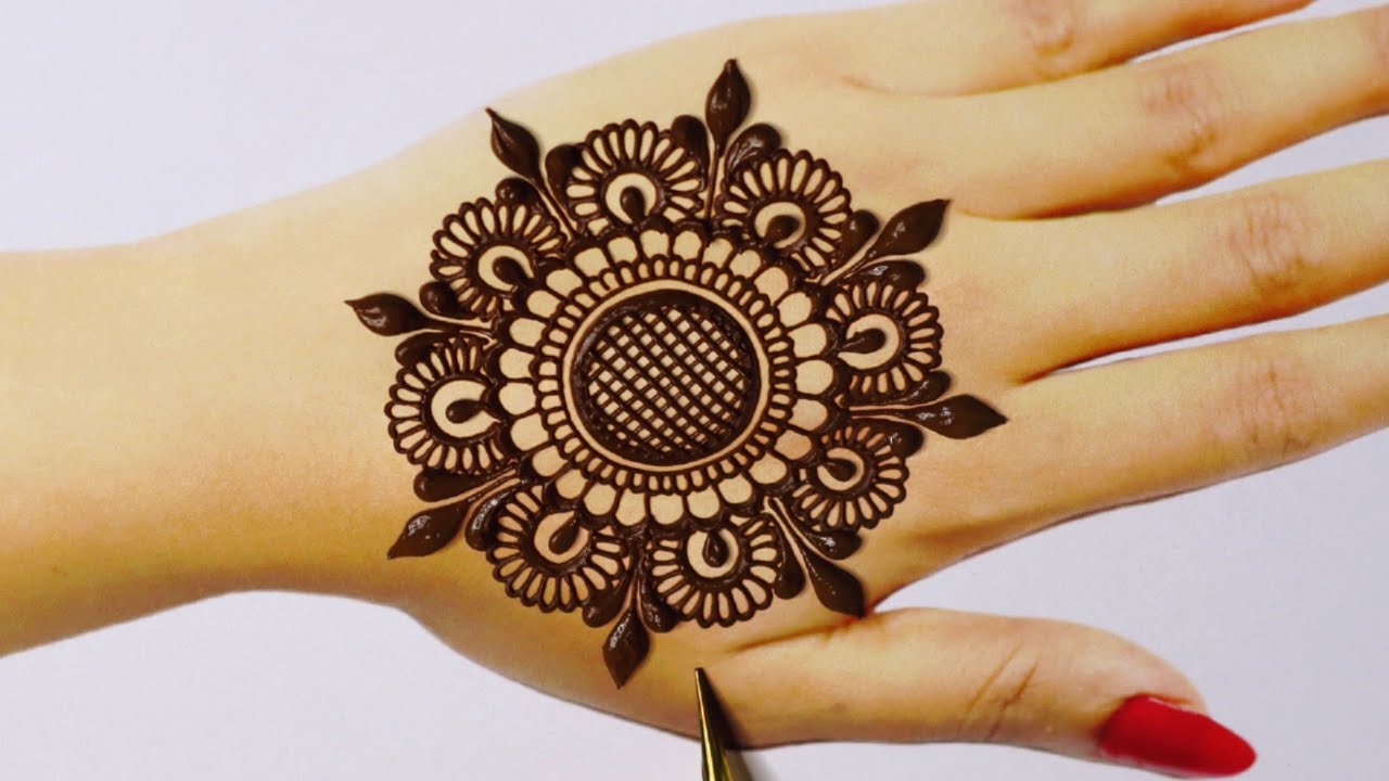 Beautiful Gol tikki mehndi designs for hands| Easy mehndi design trick ...