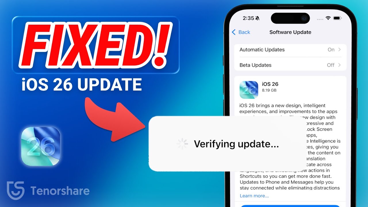 iOS 26 Stuck on Verifying Update? Fix it and Update iOS 26 Official Now ...