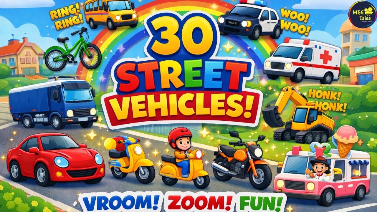 30 Street Vehicles for Kids 🚗🚌🏍️ | Fun & Learning Video with Cars ...