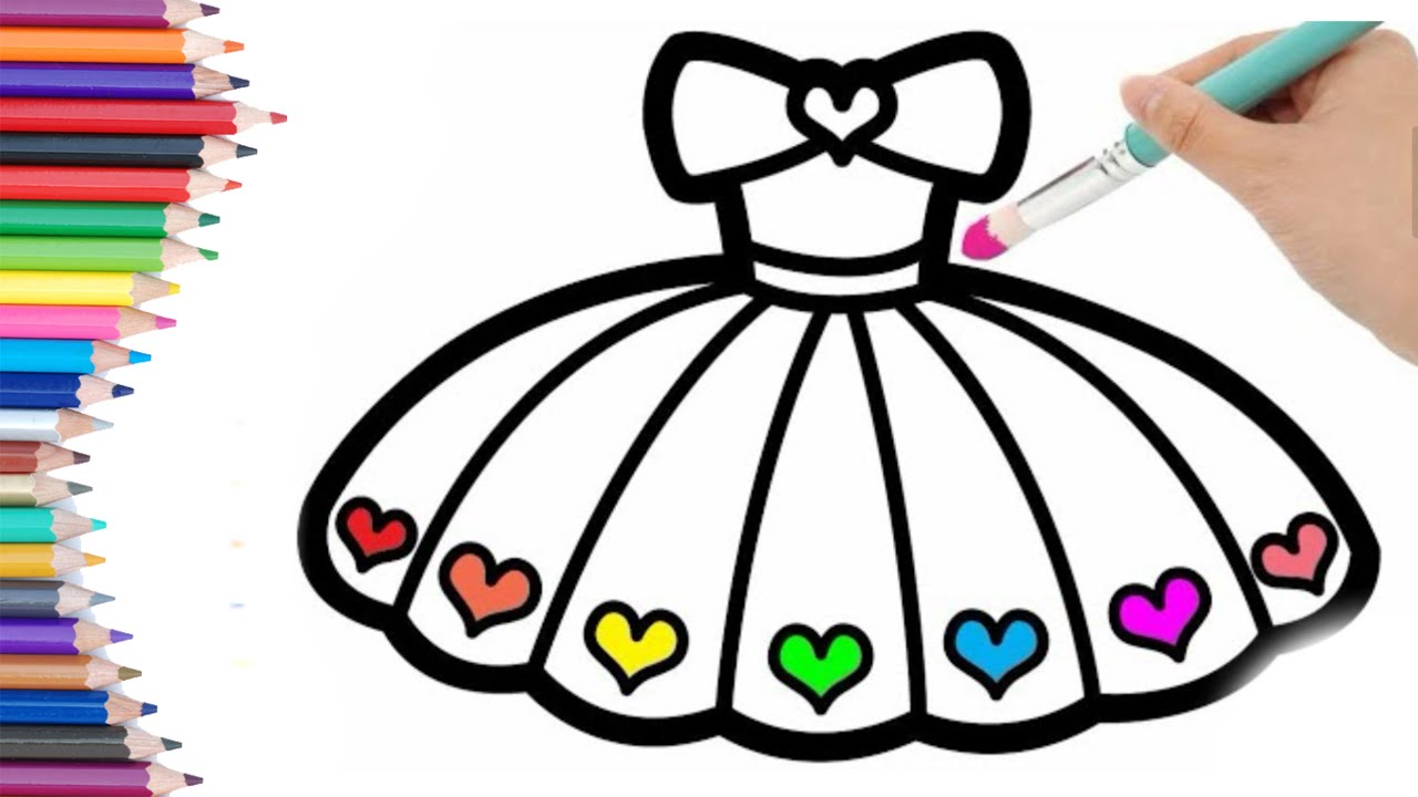 How to draw a cute dress 👗 for kids and toddlers - YouTube
