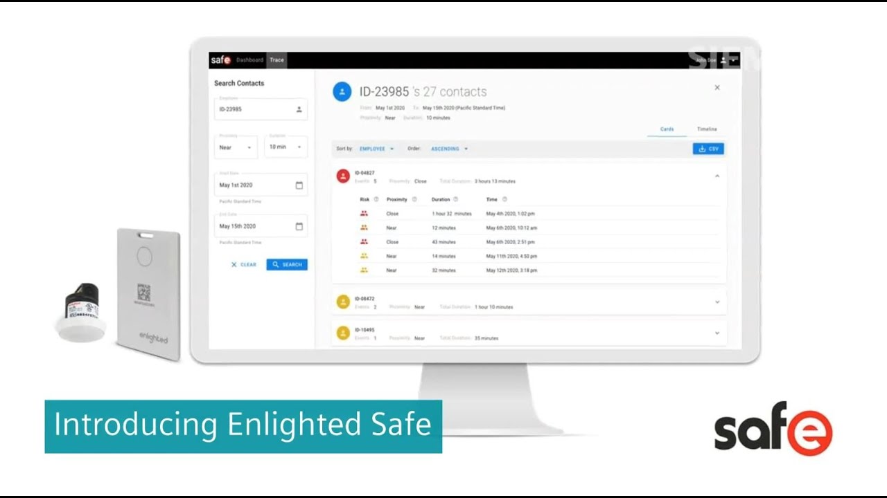 Enlighted Safe for digital contact tracing - YouTube