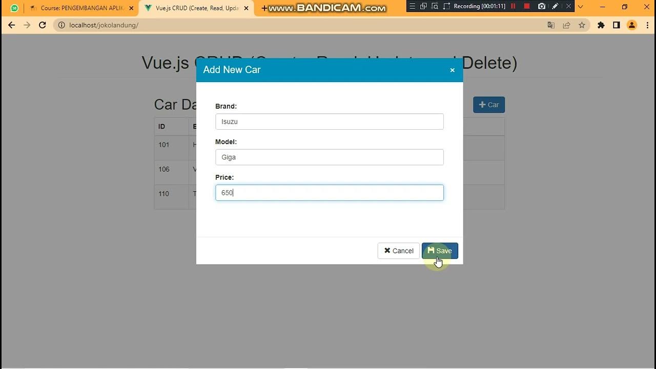 Tugas UTS #2 Implementasi Vue.js CRUD (Create, Read, Update dan Delete) menggunakan MySQL - YouTube