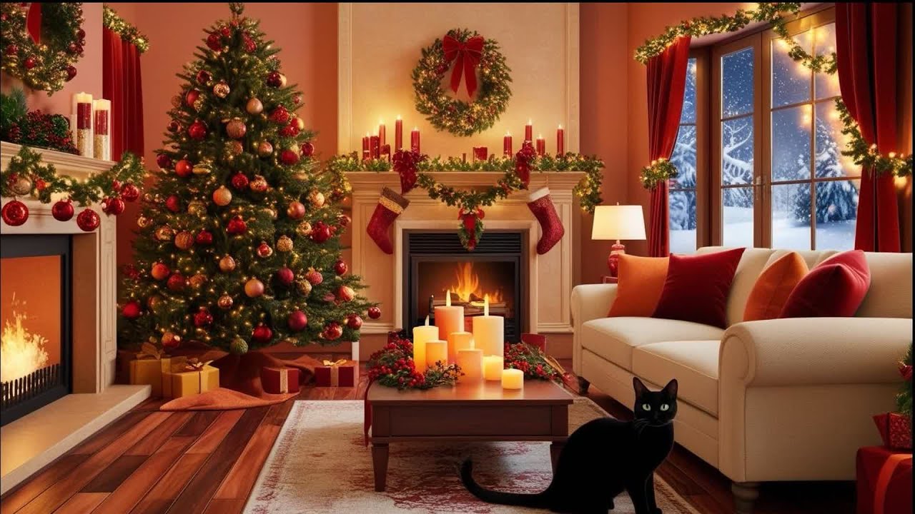 Beautiful relaxing Christmas music with winterscenes and log cabins ...