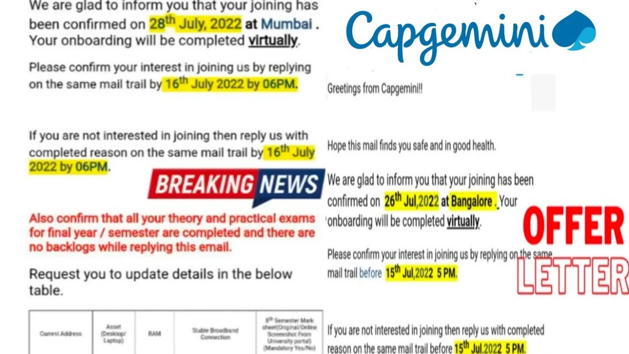 Capgemini Sending Date of Joining A4 Analyst 2022 l Capgemini joining ...