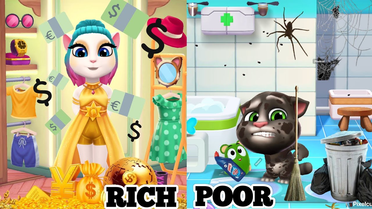 Rich Angela Vs Poor Tom | My Talking Angela 2 Vs My Talking Tom 2 ...