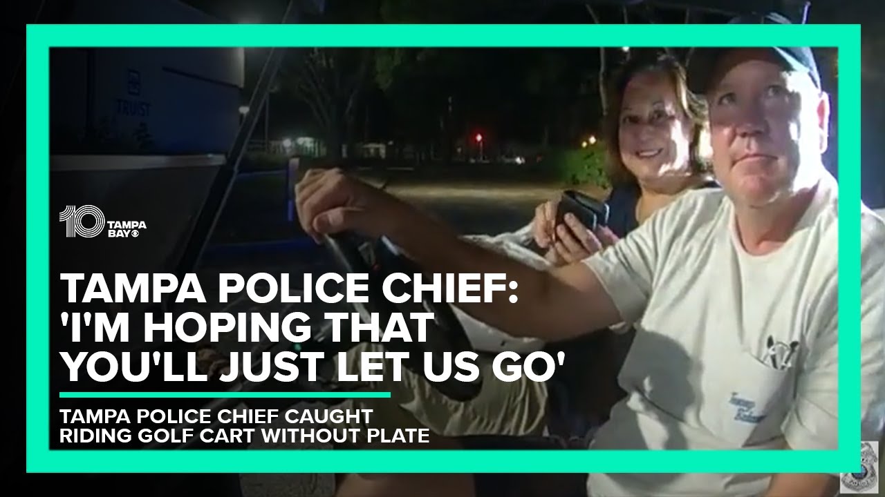 RAW: Tampa police chief, spouse caught riding golf cart without license ...