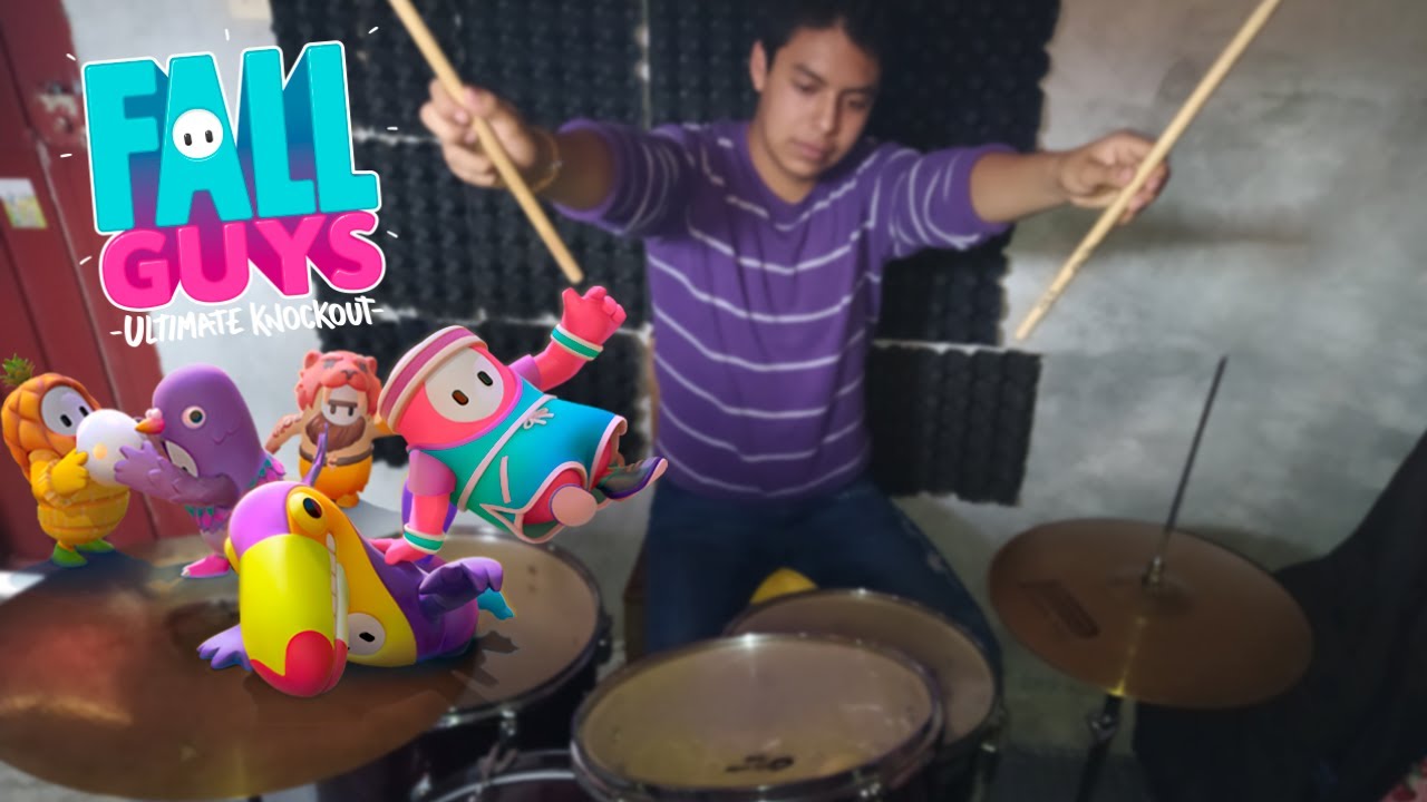 tocando theme fall guys buy its on drums cover - YouTube