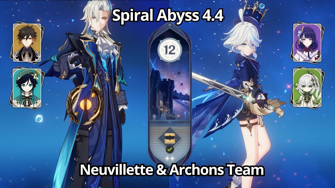 C0 Neuvillette & Archons Team - Spiral Abyss 4.4 Floor 12 Genshin Impact - YouTube