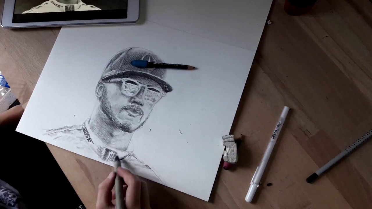 Drawing Lewis Hamilton - YouTube