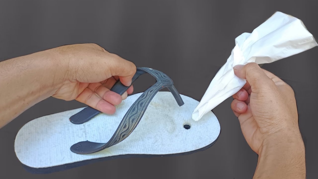 great idea! how to fix broken flip flops using tissue the results are ...