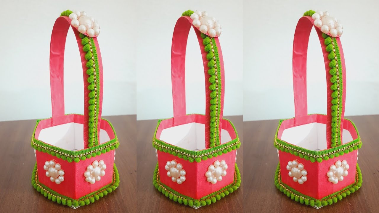 Cardboard Box Basket | Cardboard Basket Making | Recycle Cardboard Box ...
