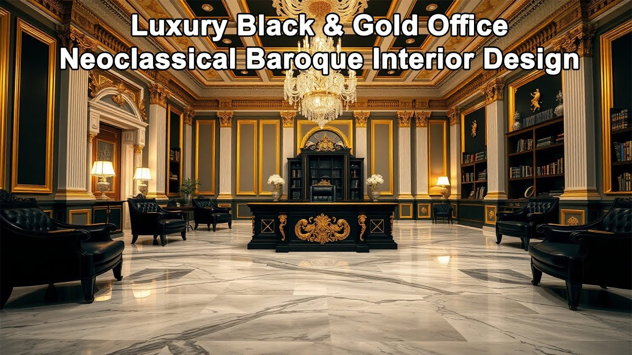 Luxury Black & Gold Office | Neoclassical Baroque Interior Design - YouTube
