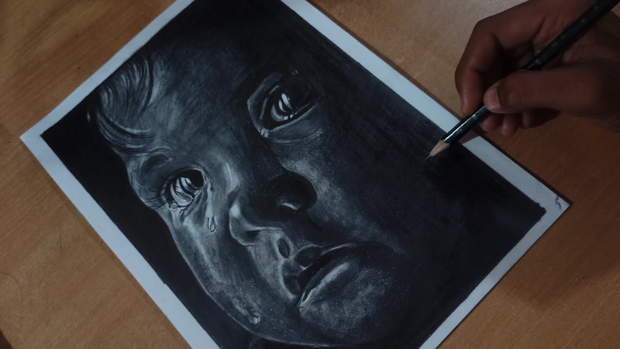 Cry baby sketch Realistic Drawing l Can I Win Art Competition By ...