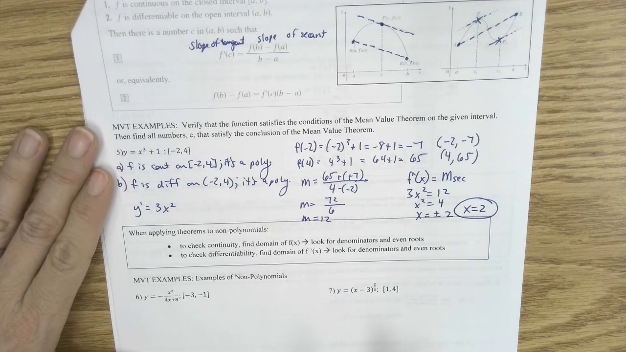 Ch 4.2.2 Mean Value Theorem - Calculus - YouTube