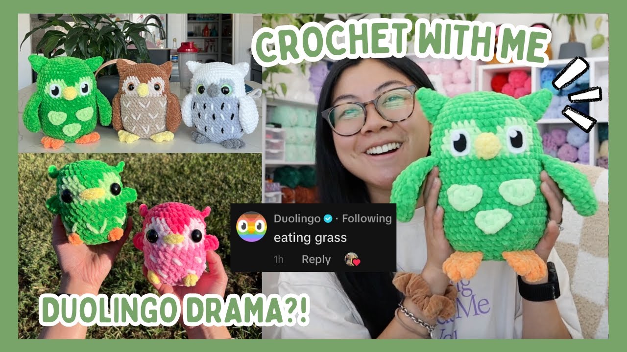 I MADE DUOLINGO?! Crochet With Me 🦉 Design Patterns & Chat with Me! 💕 ...